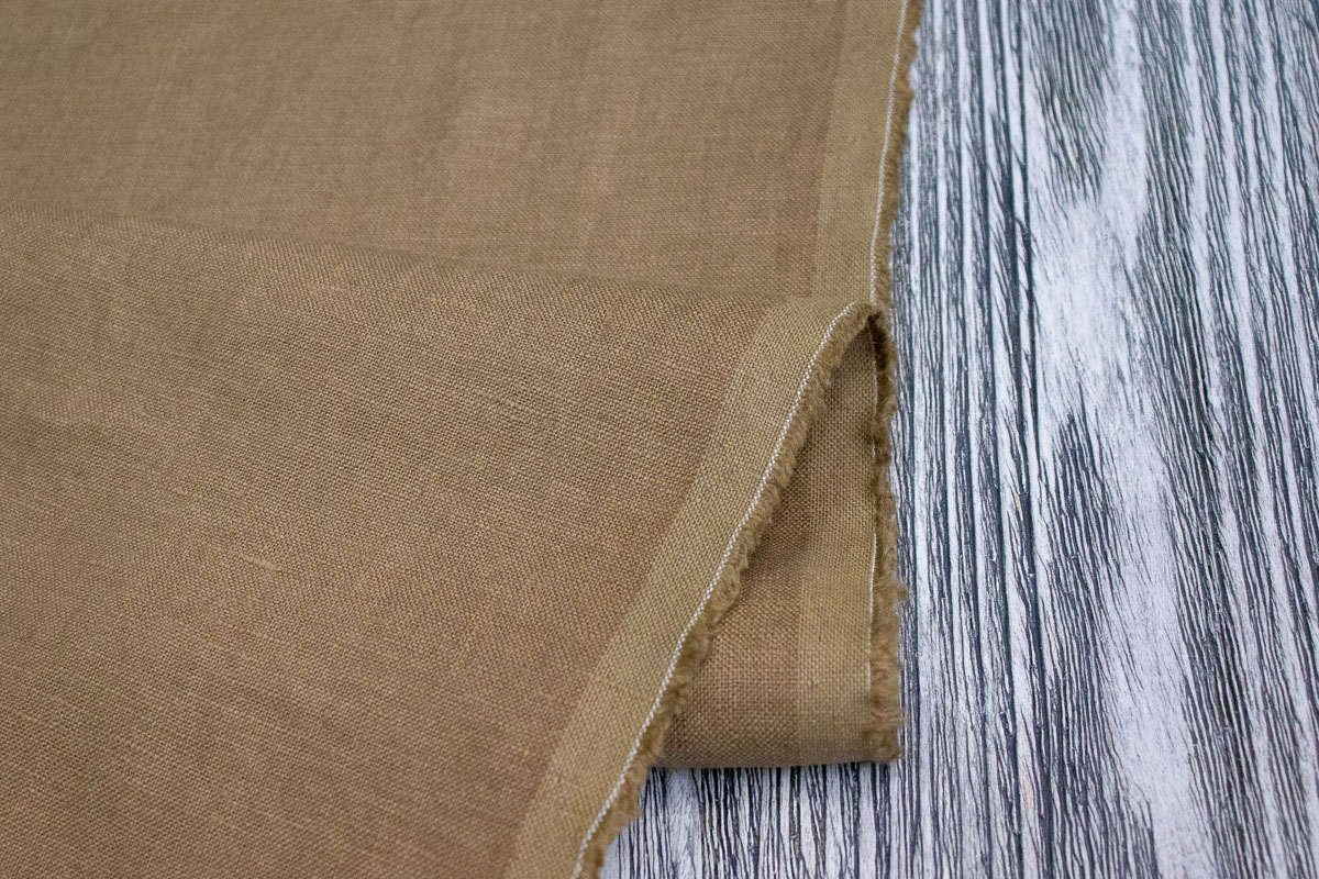 Medium Weight linen Stone Washed sand brown